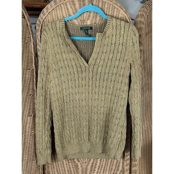 Lauren Ralph Lauren | Sweaters | Lauren Ralph Lauren Gold Metallic ...